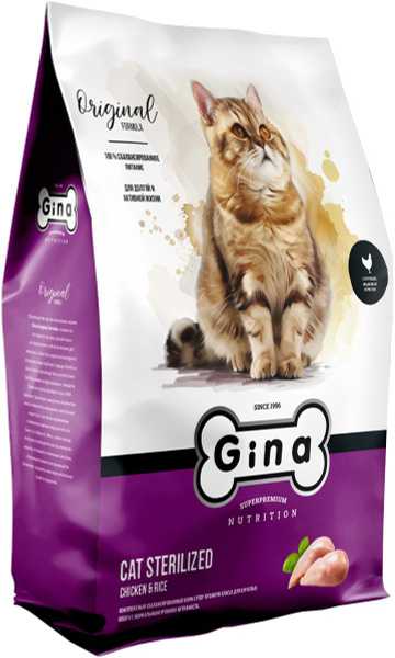 GINA ADULT CAT STERILIZED CHICKEN & RICE для взрослых кастрированных ...