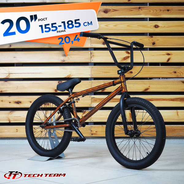 Велосипед BMX 20" TECH TEAM Millenium рама 20.4" (2024), оранжевый, на рост 155-185см, трюковой ...