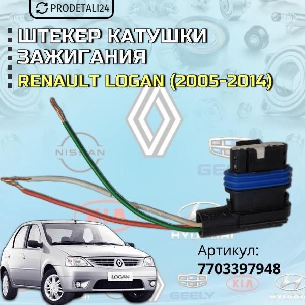 Штекер катушки зажигания Renault Logan (2005-2014) Артикул : 7703397948 ...