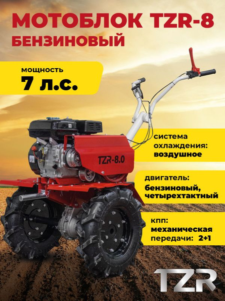 Надежный мощный мотоблок бензиновый TZR-8 для дачи фермеров (аналог Нева) купить на OZON по ...