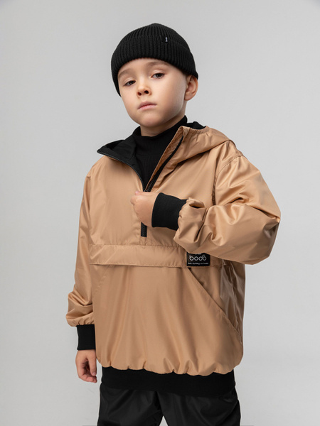 Ветровка Мальчики, Девочки BODO Капюшон, Манжеты бежевый капюшон Дюспо, размер 116, 122 Длинный ...
