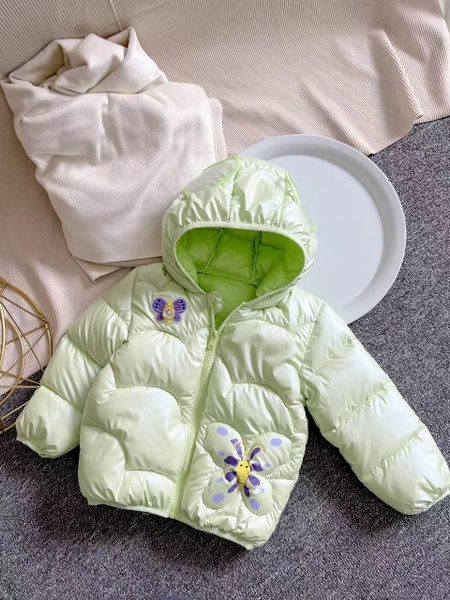 Куртка Мальчики, Девочки THANHDAT светло-салатовый Полиэстер, размер 92, 98 Длинный Демисезон ...