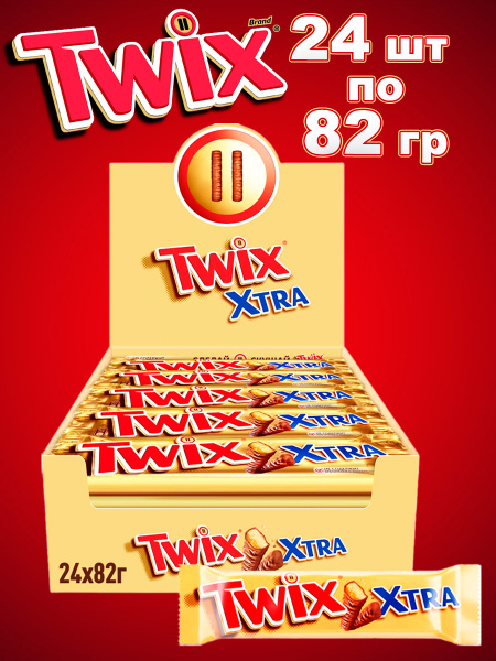 Twix Extra шоколадные батончики 82 гр, 24 шт купить на OZON по низкой ...