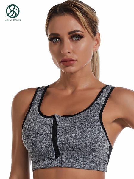 Бюстгальтер Женский, размер 100C, 100D серый Политекс Спортивный Китай Молния широкие бретели ...