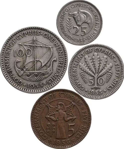 Кипр набор 4 монеты 1955-1956 (Королева Елизавета II) (VF-XF) купить на OZON по низкой цене ...