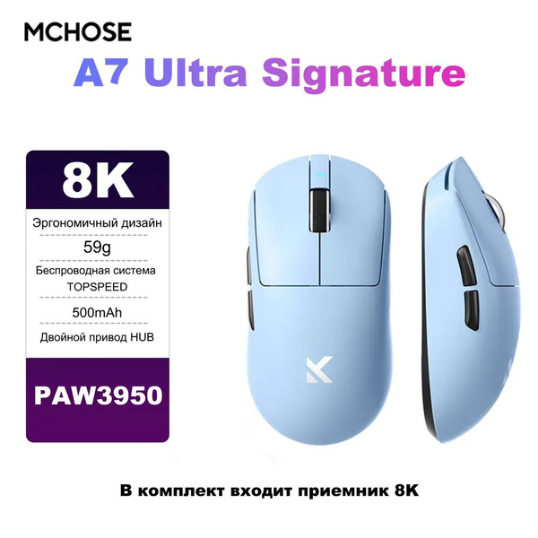 Игровая мышь беспроводная MCHOSE беспроводная A7 , голубой купить c доставкой на OZON по низкой ...