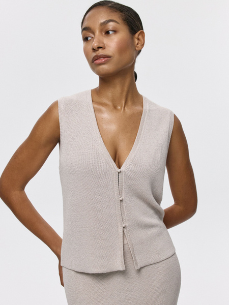 Жилет Женский SELA бежевый меланж, размер 44 Повседневный Китай купить c доставкой на OZON по ...