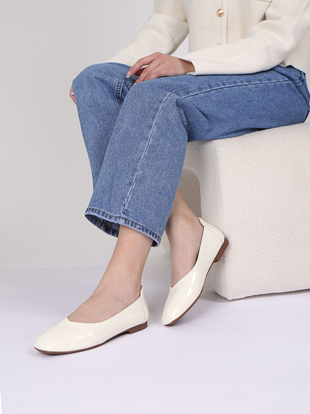 Балетки Женский Covani Кожа натуральная лакированная, размер 40 7 Россия лодочки Пряжки Тонкая ...