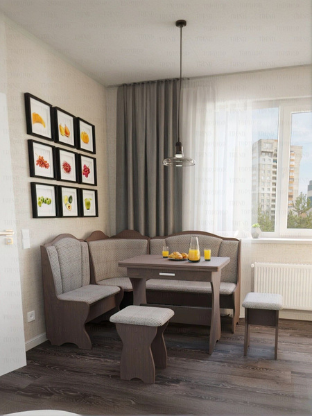 Кухонный уголок, 150x110x92 см, угловой диван с ящиками для хранения ...