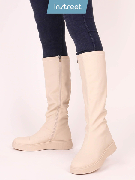 Сапоги Женский Instreet, размер 38 светло-бежевый Демисезон 5 Без каблука Россия Молния купить c ...