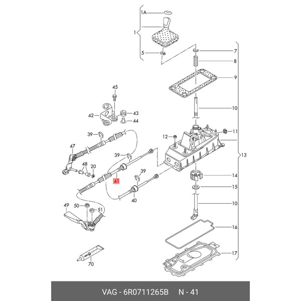 Трос акпп vw: polo sedan 10- VAG 6R0711265B, oem 6R0711265D купить на ...
