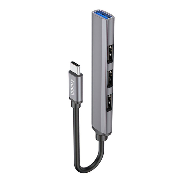 USB-C Хаб HOCO HB26 4 in 1 3хUSB 2.0 + 1xUSB 3.0 (серый) купить на OZON по низкой цене (1969102312)