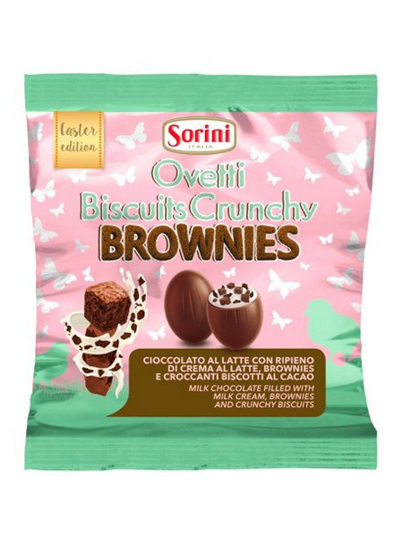 Конфеты Sorini в молочном шоколаде с хрустящим печеньем и брауни, 80г x ...