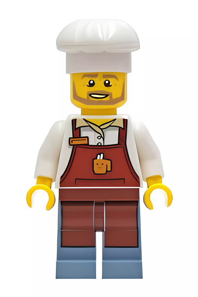 Минифигурка Lego City Baker - Male baker wearing a reddish brown apron ...