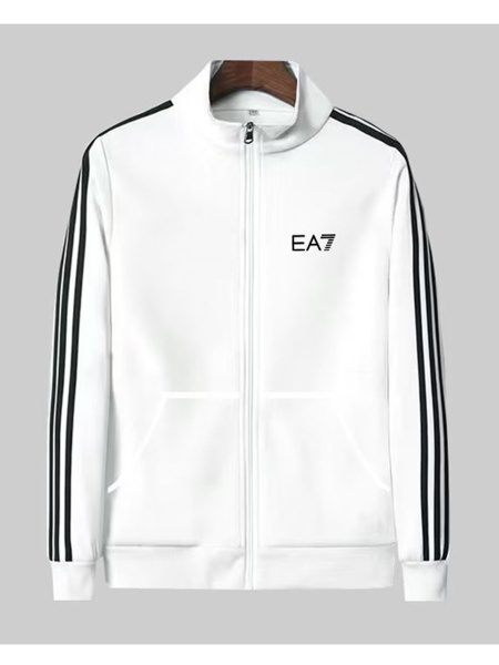 Олимпийка Мужской EA7 Спортивный белый Молния Полиэстер, размер 56, 58 Длинный На любой сезон ...