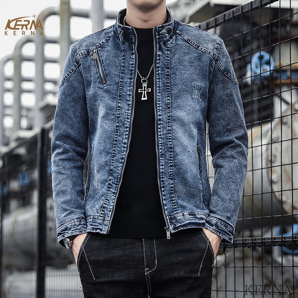 Куртка джинсовая Мужской KERNA синий Хлопок, Политекс, размер 52 Длинный Зима Полиэфирное ...