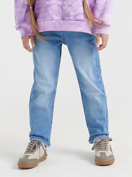 Джинсы Девочки, Мальчики BUNGLY синий Джинс, размер 104 прямой Кнопки Средняя, рост 98-104 ...