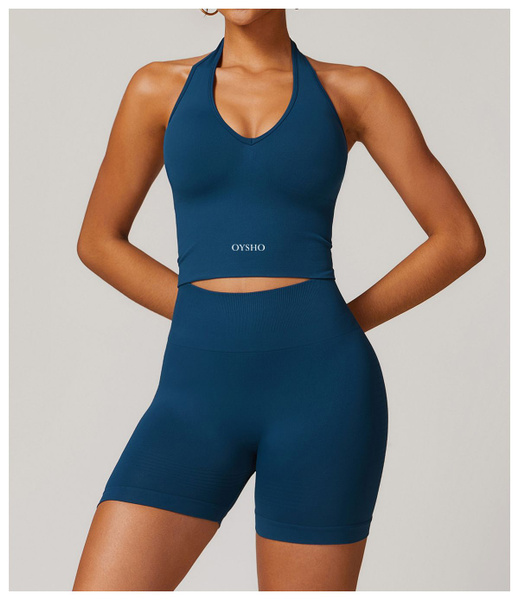 Топ-бра Женский Oysho синяя волна, размер 42 Поролон, Нейлон Спортивный купить c доставкой на ...