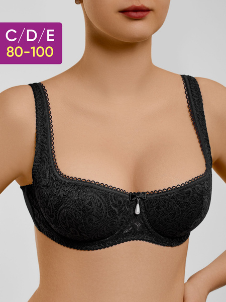 Бюстгальтер Женский Anfen балконет, размер 90C черный Нейлон, Спандекс Вечерний/праздничный ...