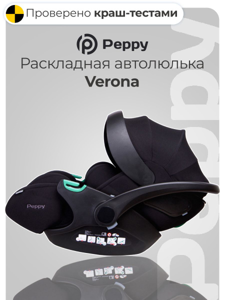 Раскладная автолюлька для новорожденных Peppy Verona I-Size 40-84 см, для Peppy Monaco, Tecla ...