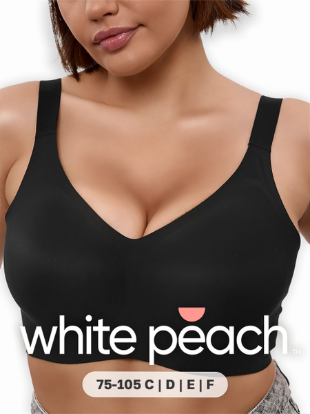 Бюстгальтер Женский white peach бесшовный, размер 80E, 80F черный Нейлон, Спандекс Повседневный ...