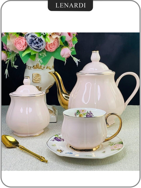 Сервиз чайный с чайником Lenardi 14 предметов, на 6 перс. Фарфор купить c доставкой на OZON по ...