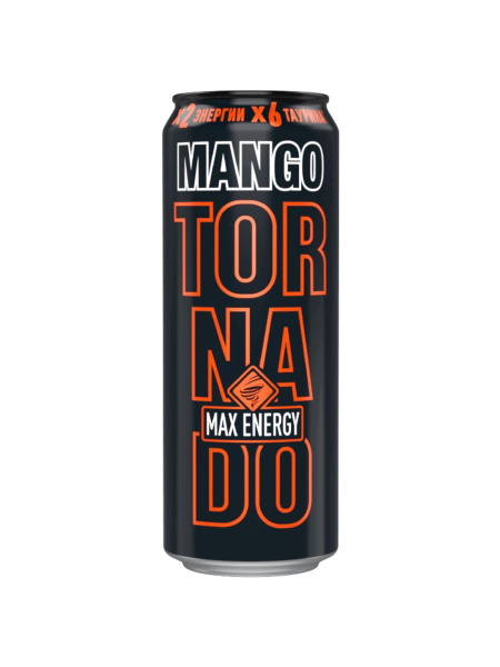 Характеристики Напиток энергетический Tornado Max Energy Mango тонизирующий газированный 450мл ...