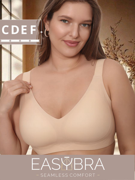 Бюстгальтер Женский EASY BRA без косточек, бесшовный, размер 90F, 95E телесный, бежевый ...
