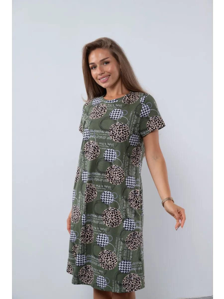 Туника Женский NATIVIA Домашний Короткий Хлопок золотисто-коричневый, бежевый, размер 52 Россия ...