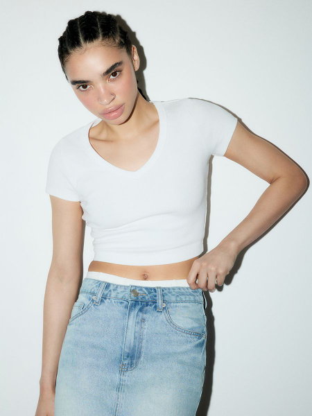 Футболка Женский Befree белый Без рукавов, размер 48 Трикотаж Однотонный приталенный ...