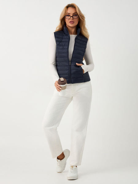 Жилет утепленный Женский Oli love Карманы темно-синий, размер 50 Полиамид Утиный пух Молния ...