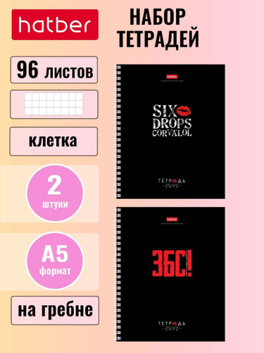 1586 отзывов на Тетрадь Hatber 2 штуки/2 дизайна, 96 листов, формата А5, в клетку на гребне ...