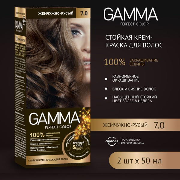 Краска для волос СВОБОДА GAMMA Perfect Color Жемчужно Русый 7.0 2 шт ...