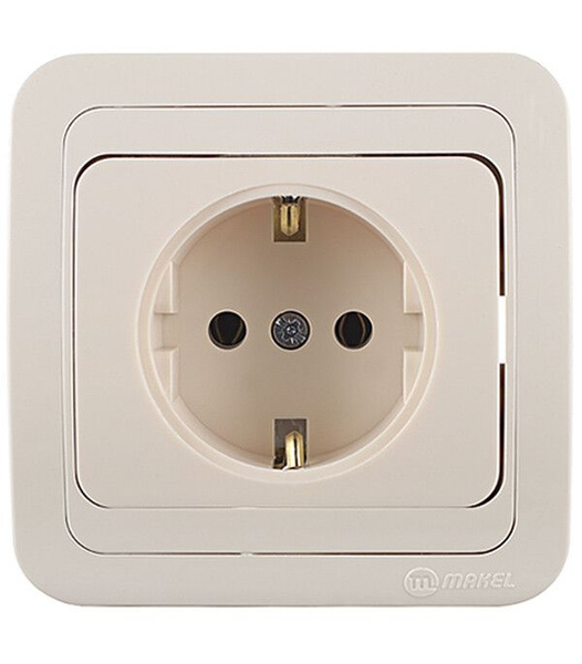 Розетка с рамкой Makel Mimoza 25028 скрытая установка бежевая с заземлением - купить по низкой ...