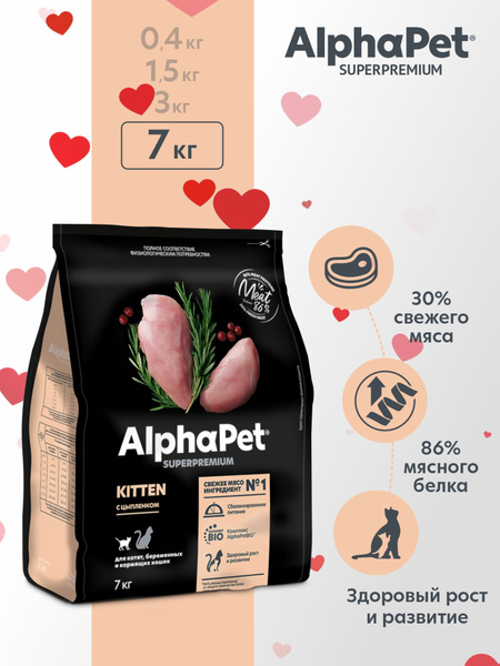 Сухой полнорационный корм с цыпленком для котят, беременных и кормящих ...