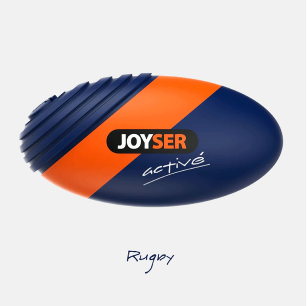 JOYSER игрушка для собак средних и крупных пород резиновый мяч регби с пищалкой, M, 15 см, синий ...