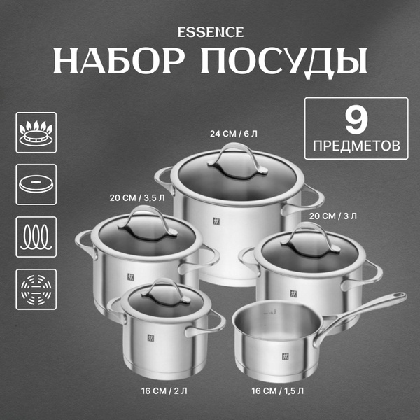 Набор кастрюль ZWILLING, Нержавеющая сталь, 3,5 л, 6 л - купить по ...