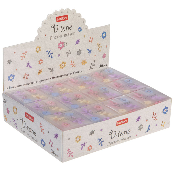 Ластик Hatber V-tone 36 штук в картонной Дисплей-витрине - купить с доставкой по выгодным ценам ...
