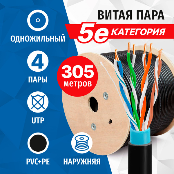 Витая пара UTP для внешней прокладки, 5e кат, 4 пары, CCAG, 0.50мм ...