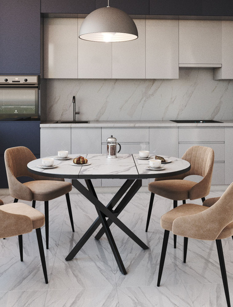 Стол обеденный Раскладной Стол кухонный круглый раздвижной, 90х90х75 см ...