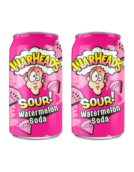 Газированный напиток WarHeads Sour Watermelon Soda, 2 шт x 355 мл ...