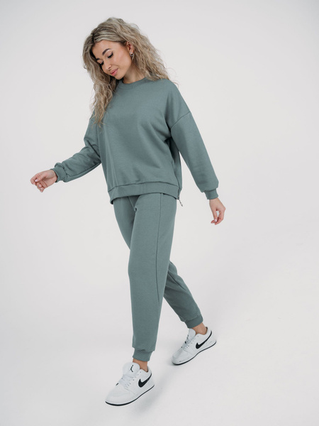 Костюм классический Женский COOL LOOK Спортивный хаки, размер 52 Футер ...