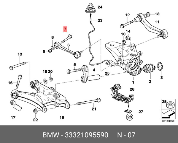 Болт поперечный рычаг подвески BMW 33 32 1 095 590 - купить по ...