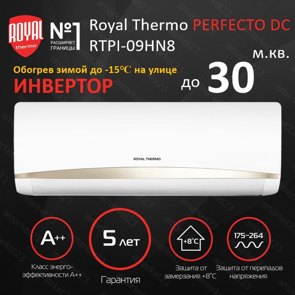 Сплит-система инверторного типа Royal Thermo Perfecto DC RTPI-09HN8, для помещения до 30 кв.м. 5 ...