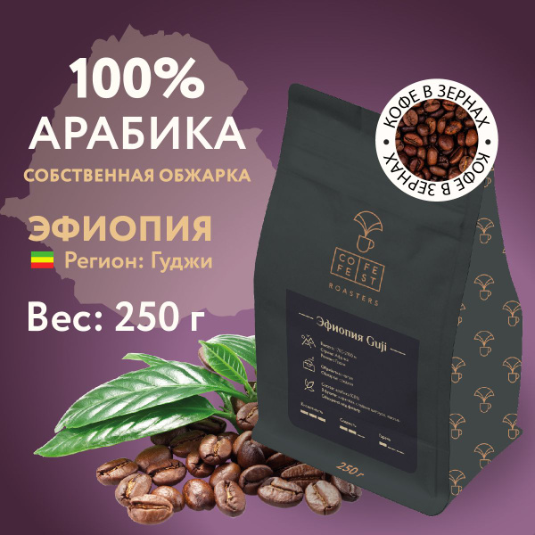 Кофе в зернах CofeFest coffee Эфиопия Гуджи арабика 100%, натуральный ...