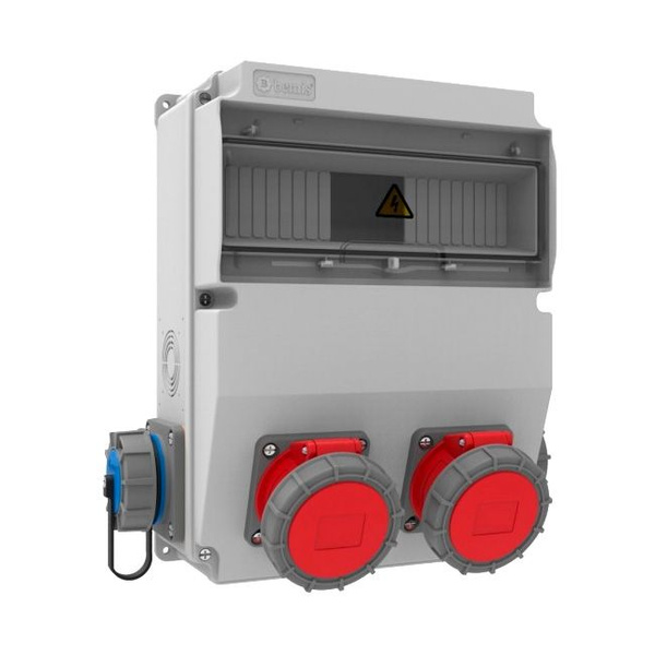 Щиток до 12 модулей, розетки CEE 2x5/16A. Schuko 2x1/16A по бокам. IP66 ...
