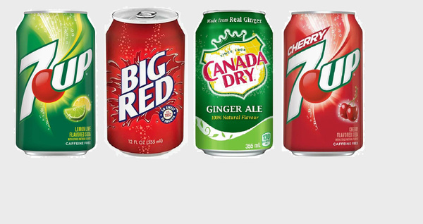 Набор газированных напитков 7UP, Canada Dry, BIG Red ( 4 шт. по 0,355 ...