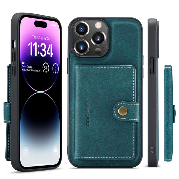 JEEHOOD Mагнитный кожаный чехол для iPhone 14 Pro Max / Aйфон 14 про ...