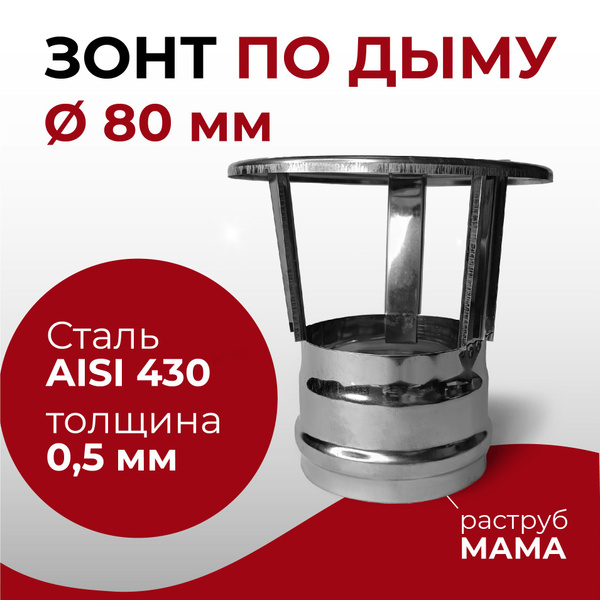 Зонт для дымохода МАМА нержавейка D 80 мм "Прок" - купить с доставкой ...