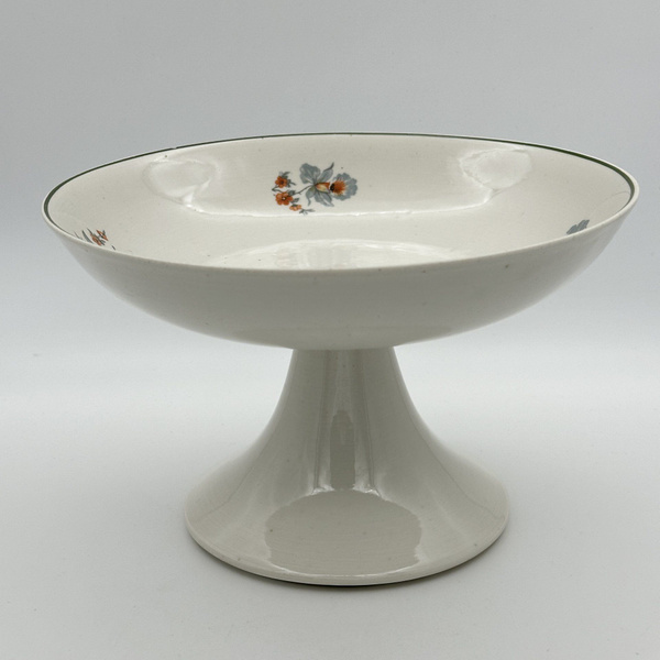 Фруктовница винтажная на ножке с цветочным декором, фарфор, деколь, Государственная Волховская ...